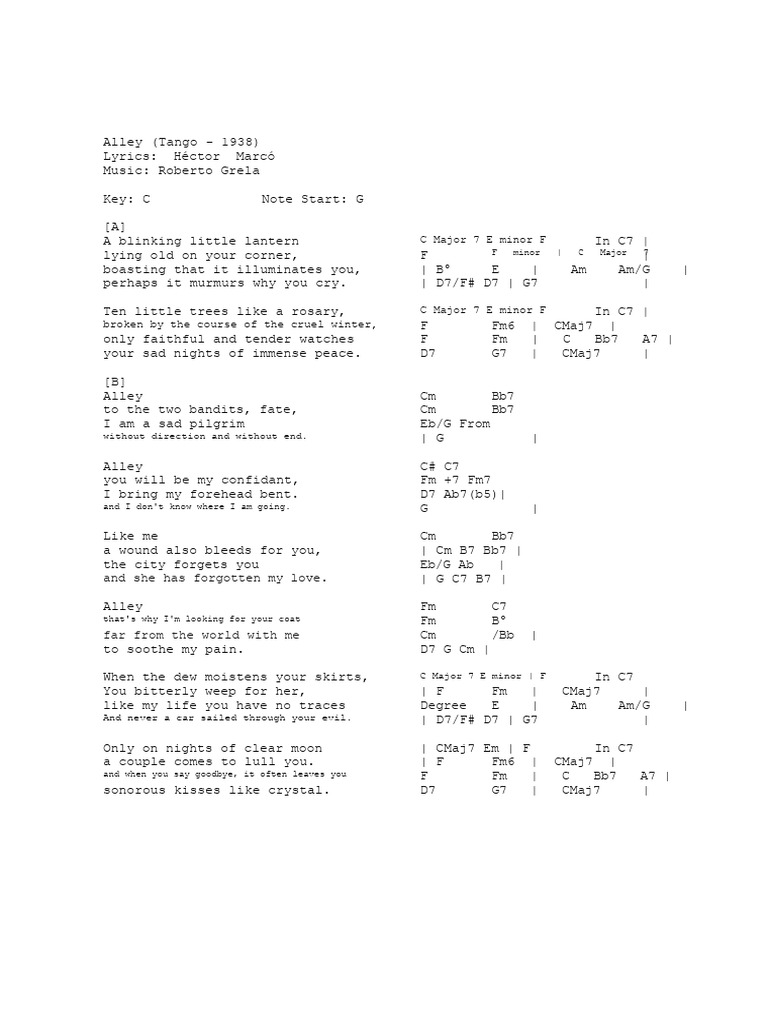 Alley (Tango, With Chords) | PDF