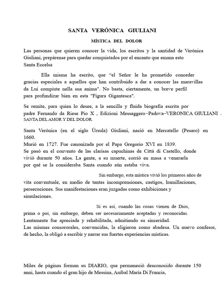 Santa Verónica Giuliani | PDF