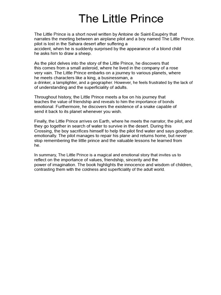 Summary of The Little Prince | PDF