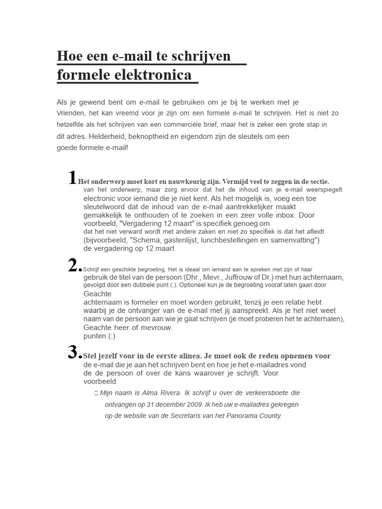 Hoe Een Formele E-Mail Te Schrijven | PDF