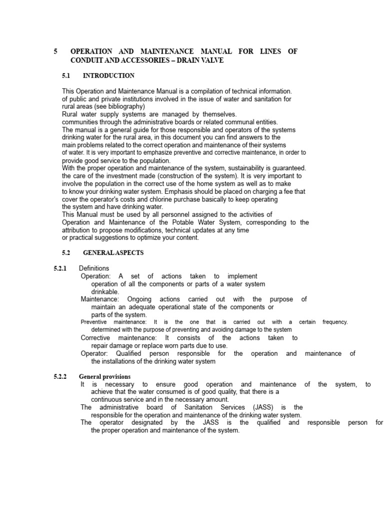 Rural Water System Operation Manual | PDF | Valve | Drinking Water