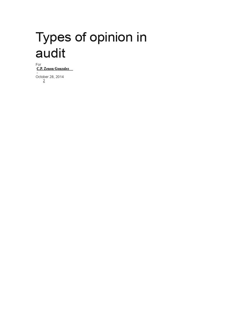 Types of Opinions in Auditing | PDF | Audit | Auditor's Report