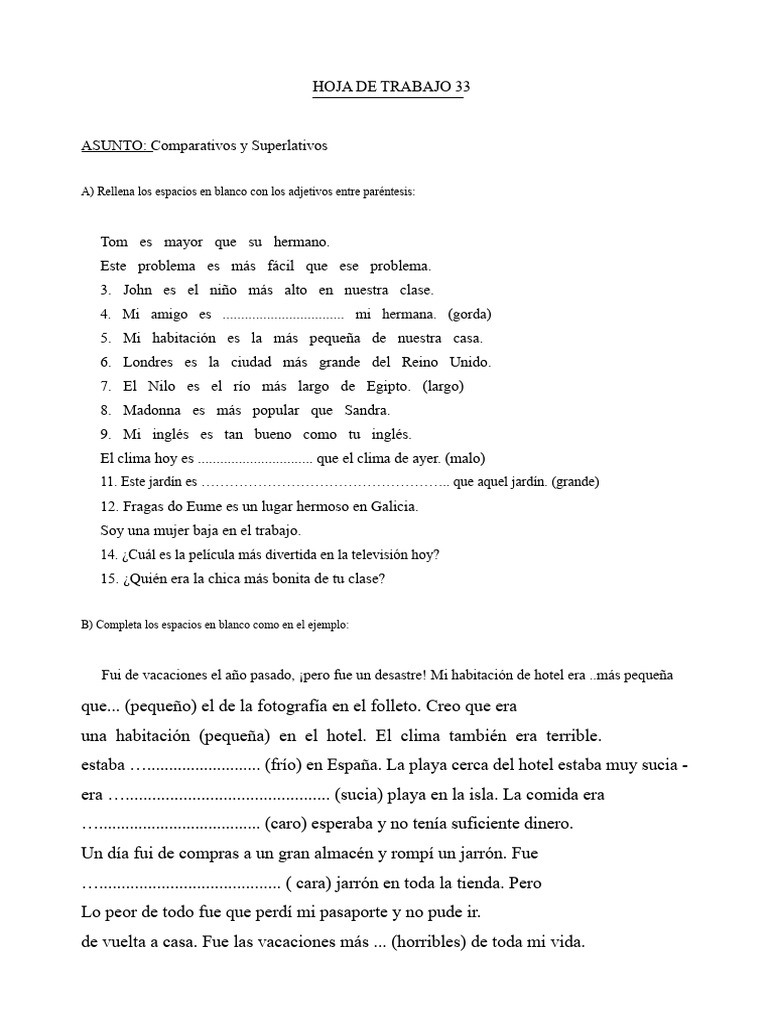 Comparativos y Superlativos en Español | PDF