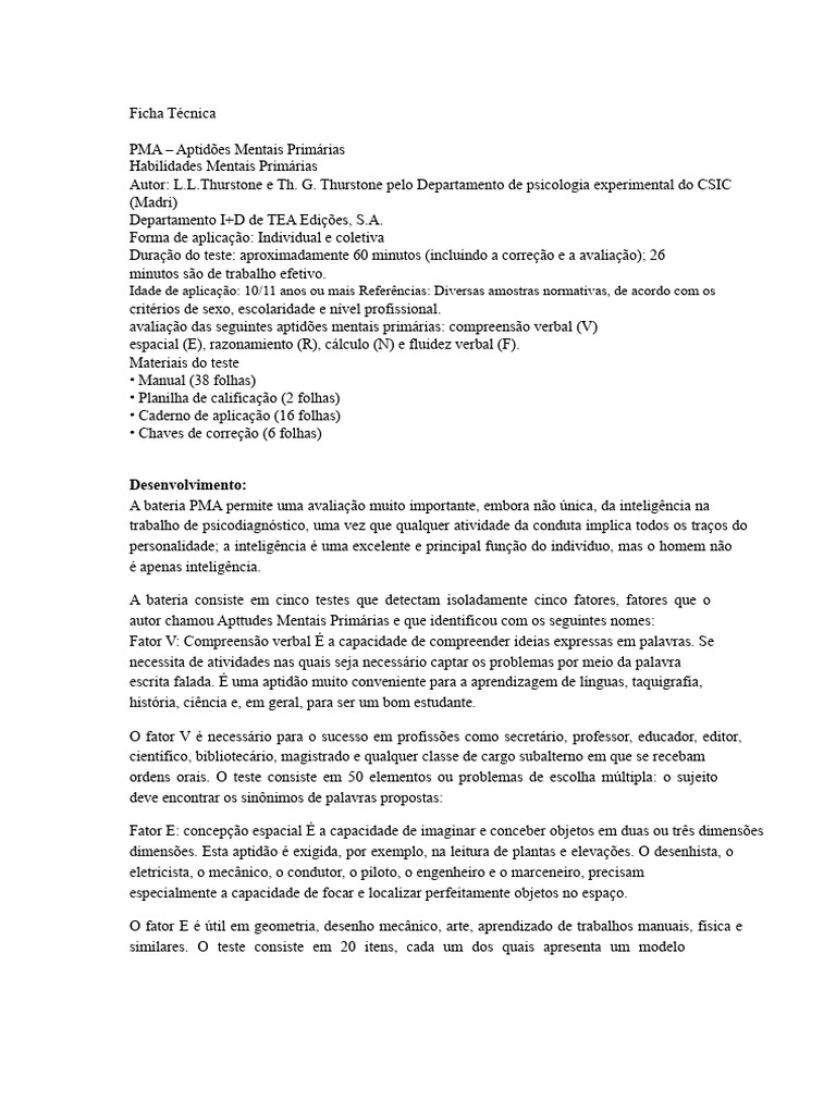 330219135-Ficha-Técnica-PMA.docx | PDF | Inteligência | Aprendizado