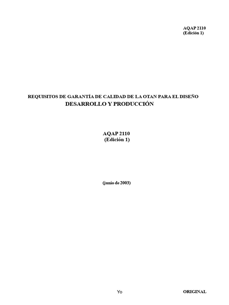Aqap 2110 Otan | PDF | Calidad (comercial) | Sistema de manejo de calidad