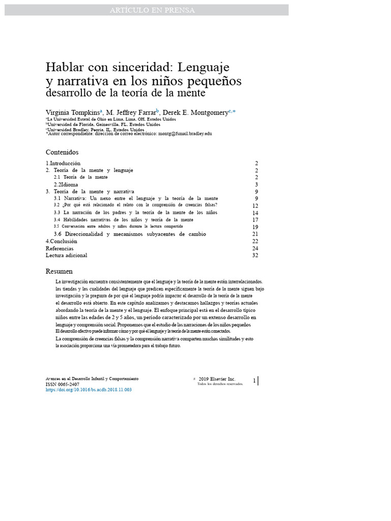 Tompkins 2019 | PDF | Teoria de la mente | Mente