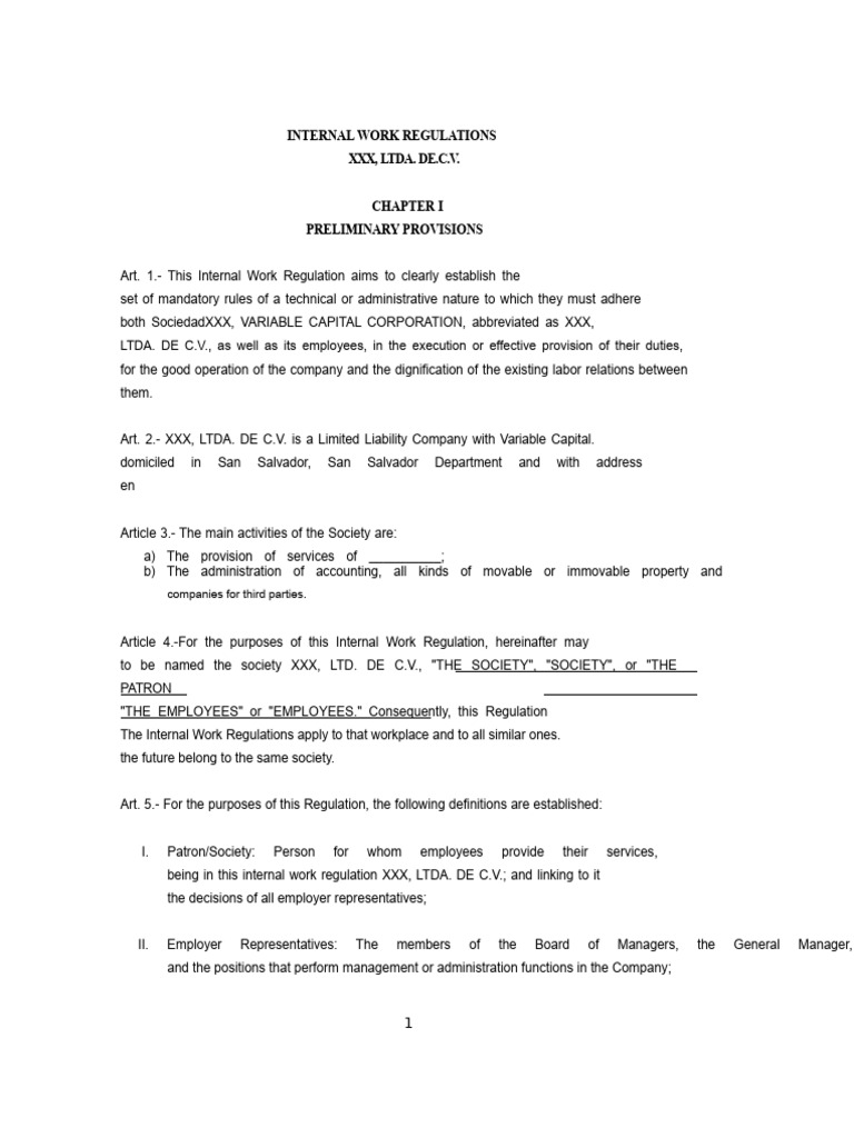 Internal Work Regulations for Employees | PDF | Salary | Employment