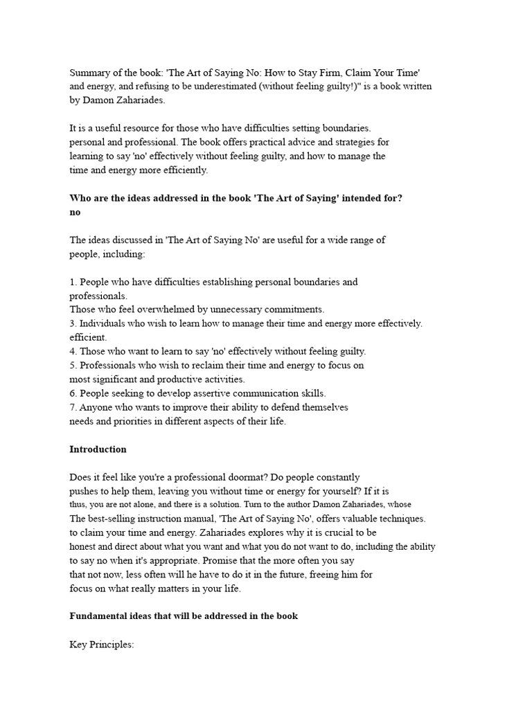 Mastering the Art of Saying No | PDF | Well Being | Self Esteem