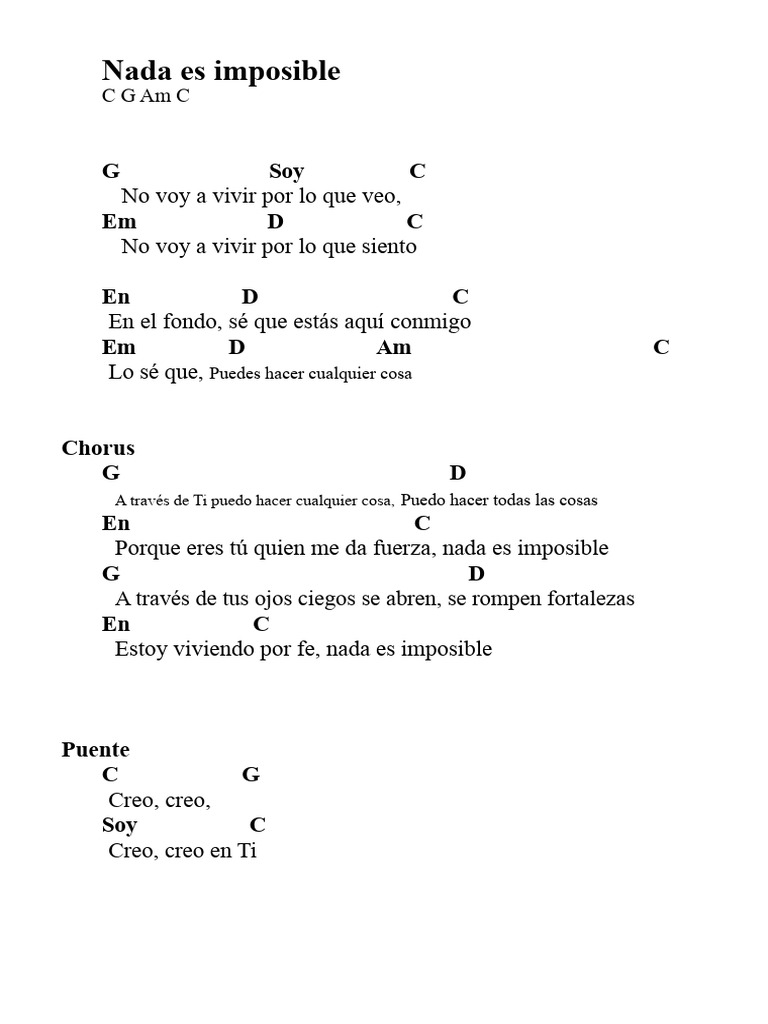 Nada Es Imposible Acordes Pdf