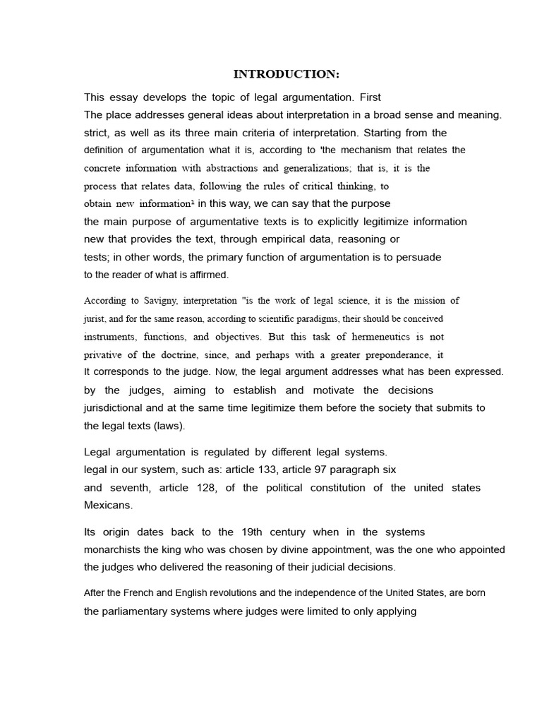 Essay On Legal Argumentation | PDF | Semantics | Argument