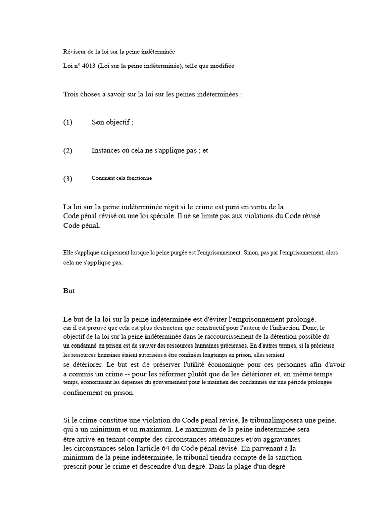 Comprendre la loi sur la peine indéterminée | PDF | Circonstance ...