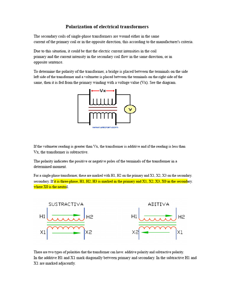 Transformer Polarity Explained | PDF | Transformer | Voltage
