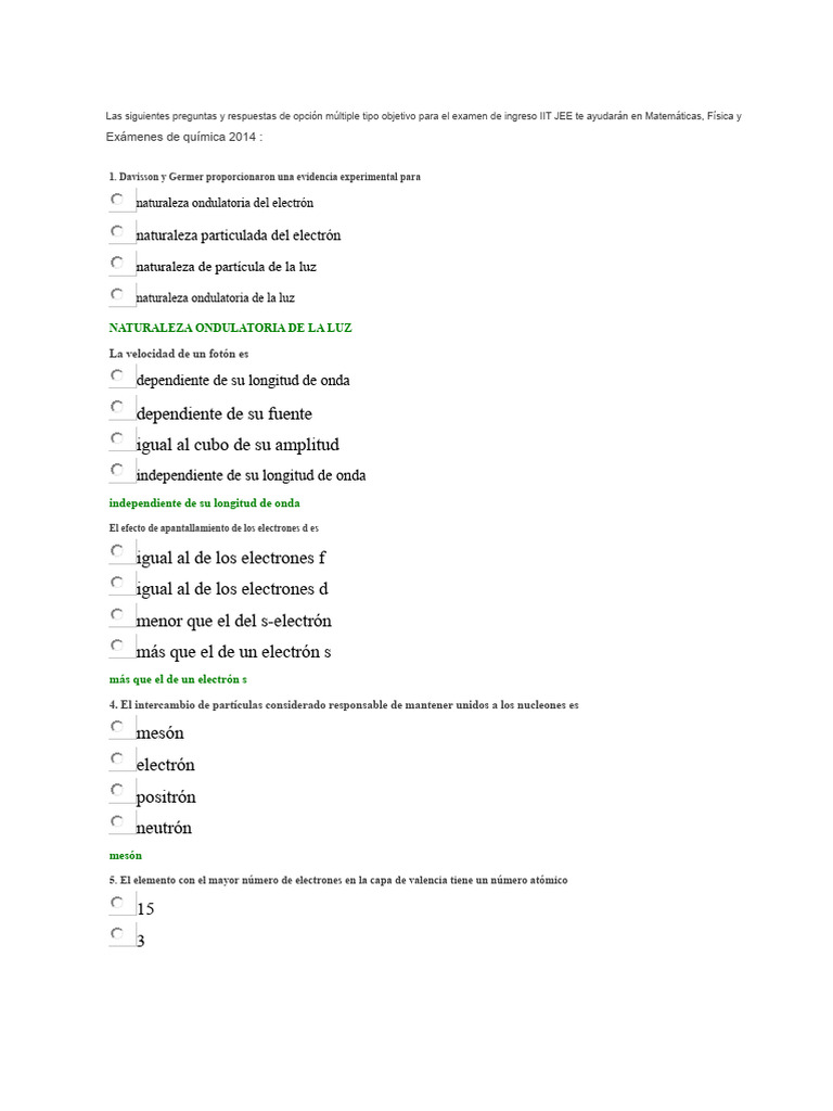 Estructura Atómica - Preguntas Objetivas | PDF | Electrón | Átomos