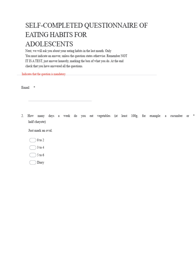 SELF-COMPLETED QUESTIONNAIRE ON EATING HABITS FOR ADOLESCENTS - Google ...
