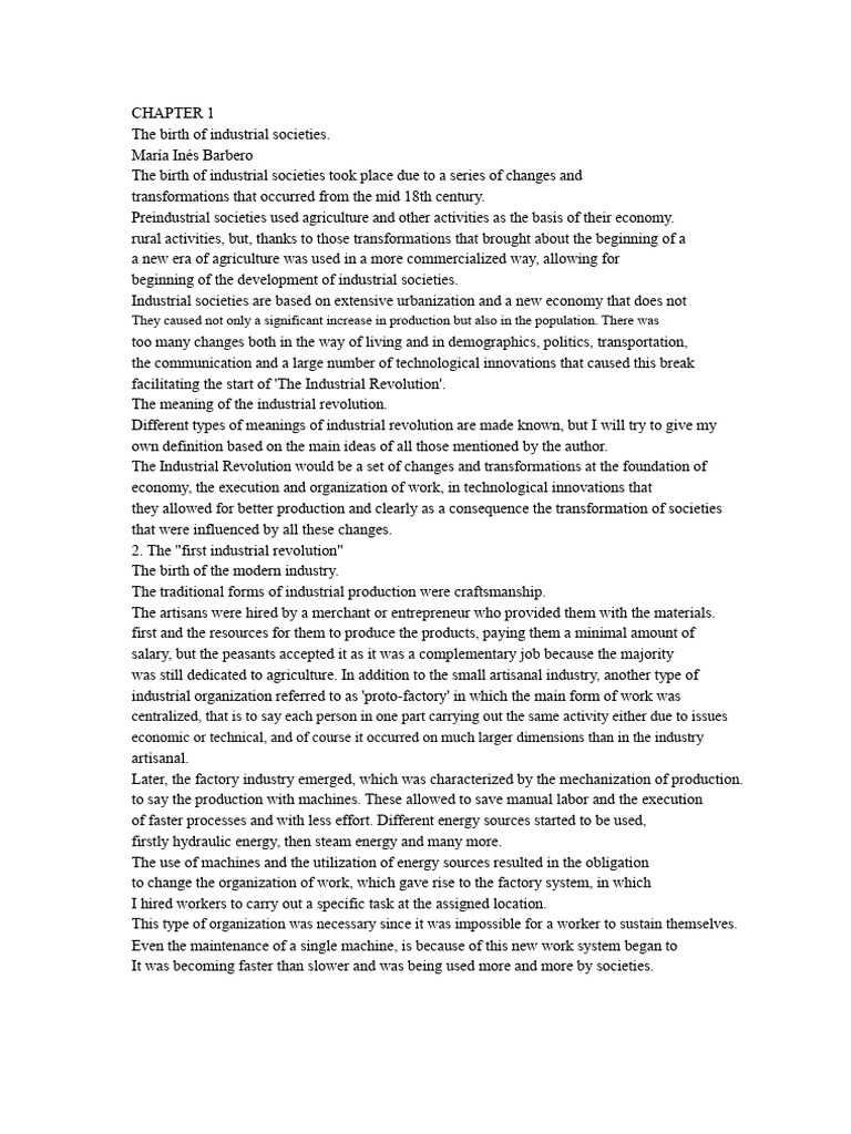 Chapter 1 Barber - The Birth of Industrial Societies | PDF | Industrial ...