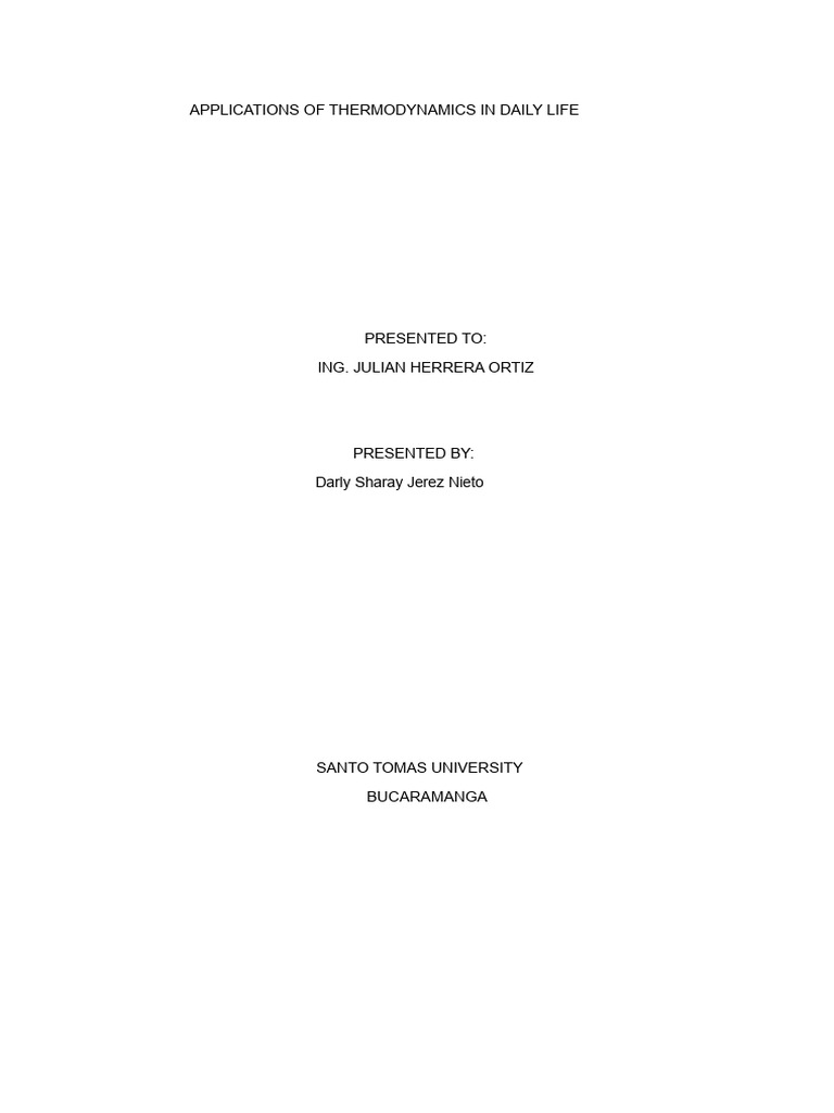 Applications of Thermodynamics in Daily Life | PDF | Thermodynamics | Heat