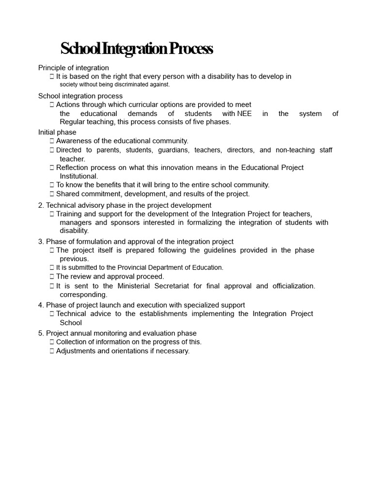 School Integration Process for Students with Disabilities | PDF ...