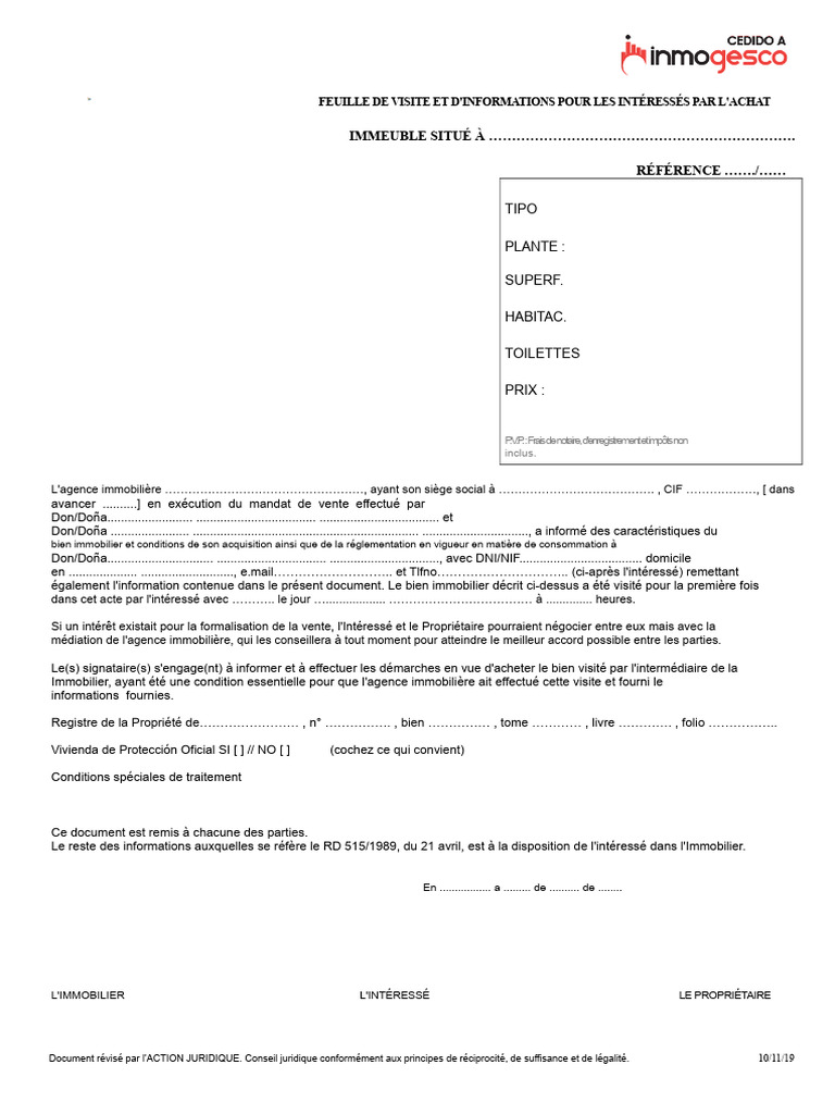 Fiche de visite immobilière Word | PDF | Business