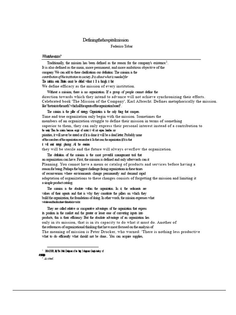 Defining Hospital Mission and Strategy | PDF | Leadership | Hospital