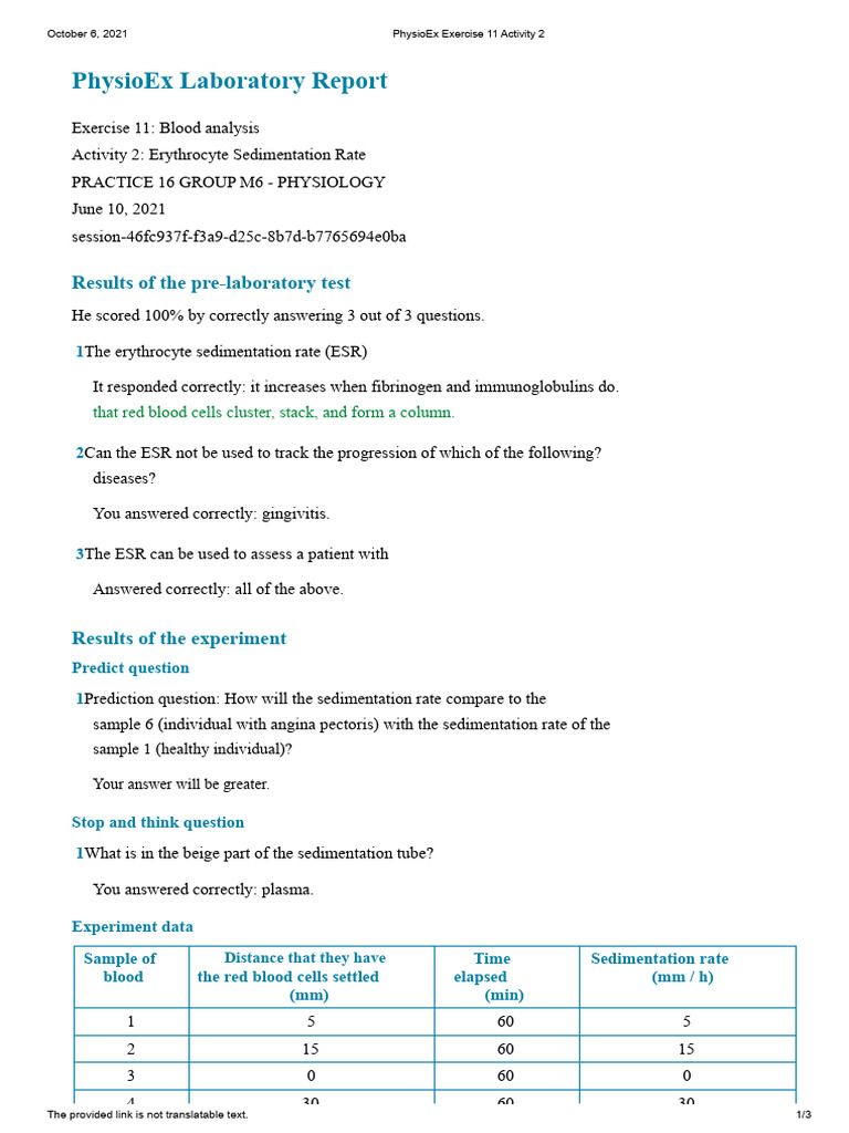 PhysioEx Exercise 11 Activity 2 | PDF | Medical Specialties | Blood