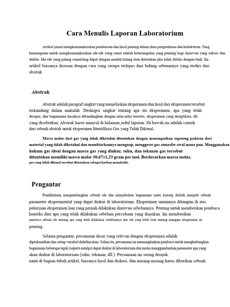 Cara Menulis Laporan Laboratorium | PDF