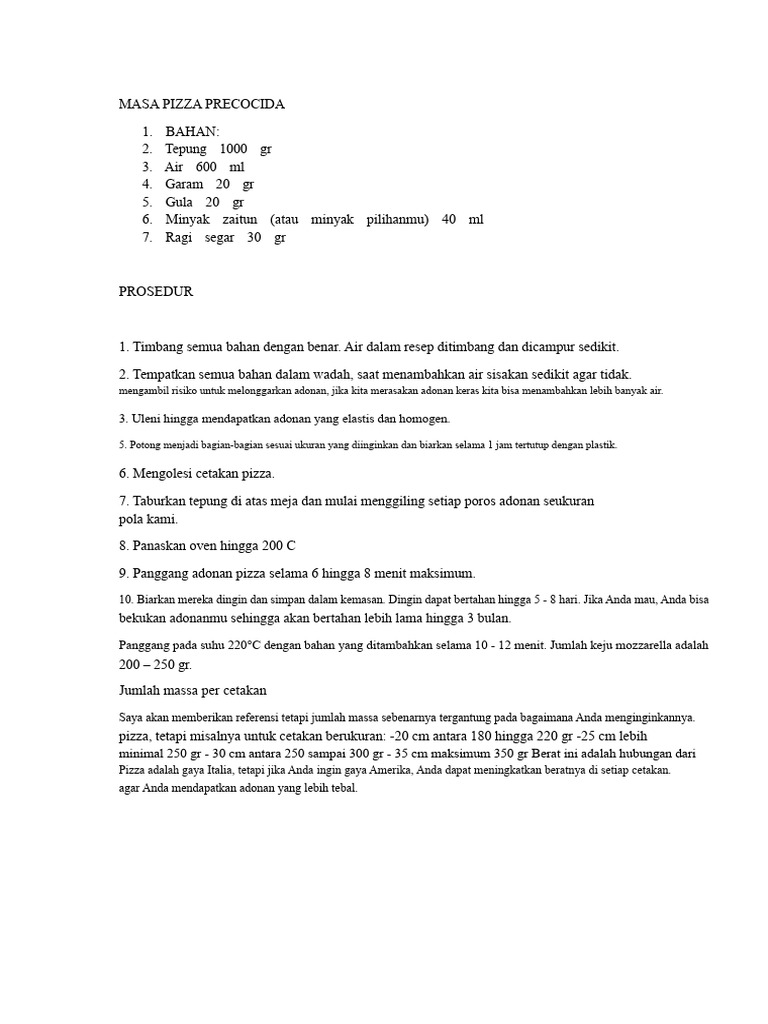 Dough Pizza Yang Dipanggang Separuh | PDF