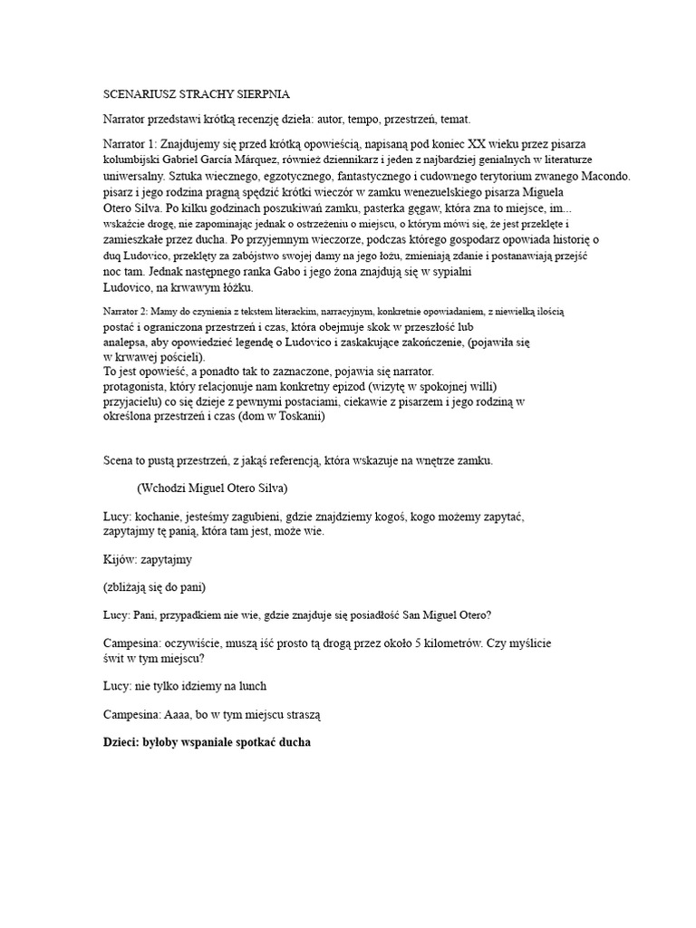 SCENARIUSZ STRACHY W SIERPNIU | PDF