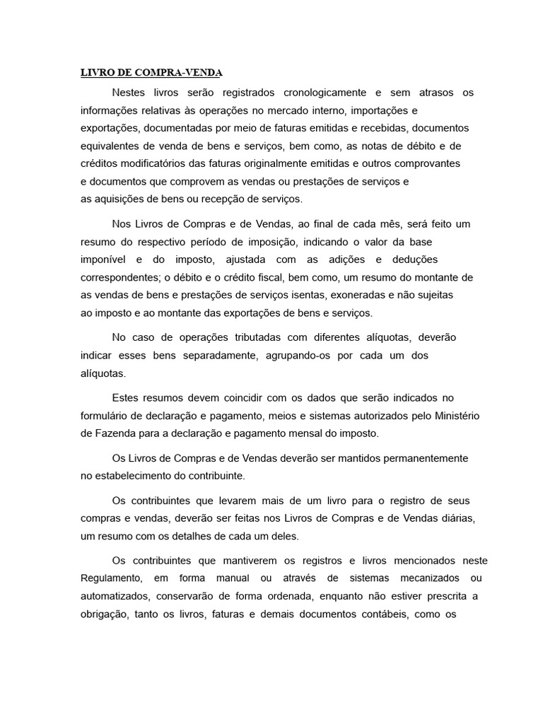LIVRO DE COMPRA VENDA. CONTABILIDADE | PDF | Impostos | Imposto sobre ...