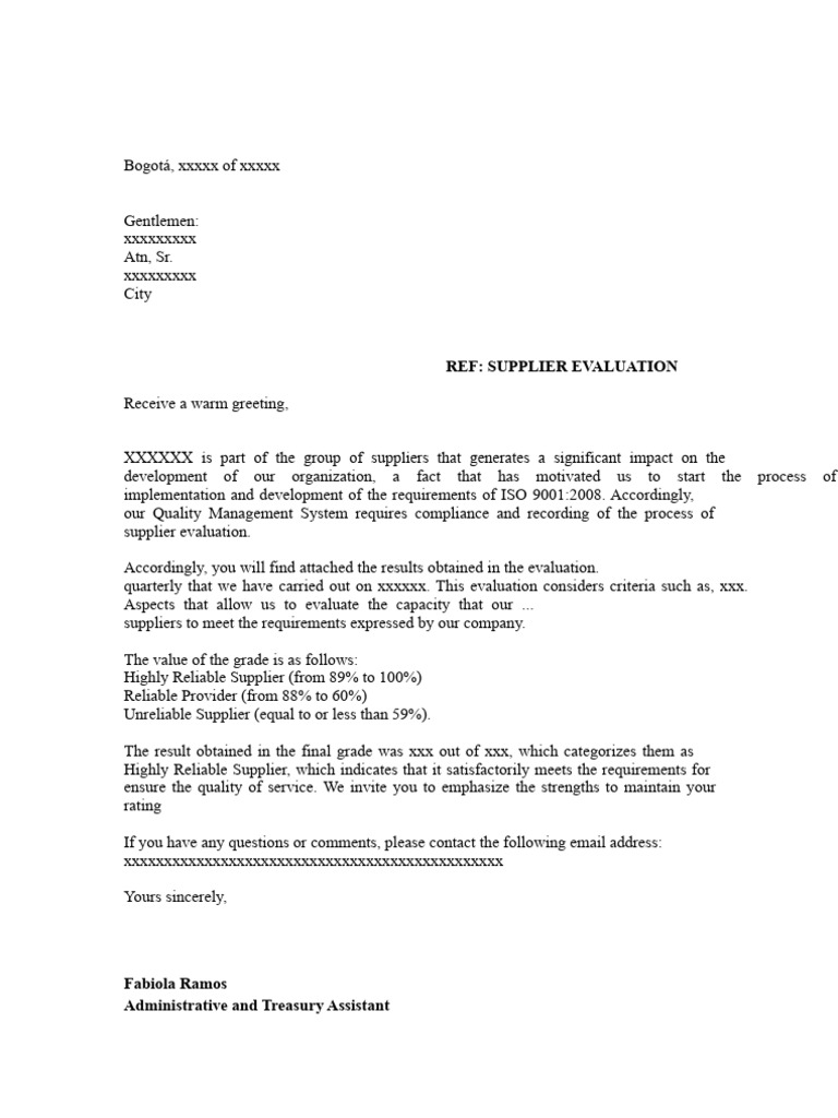 Notification of Supplier Evaluation | PDF