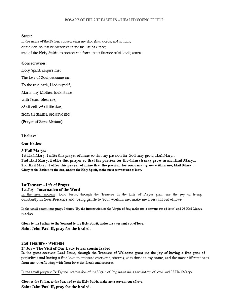 Rosary of The 7 Treasures JS | PDF | Mary, Mother Of Jesus | Jesus