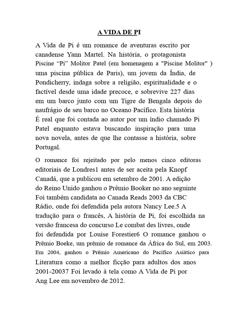 A Vida de Pi | PDF