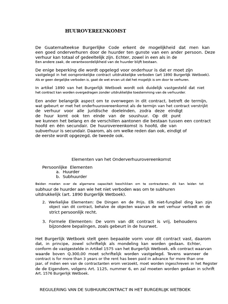 Huurovereenkomst Voor Onderverhuur | PDF