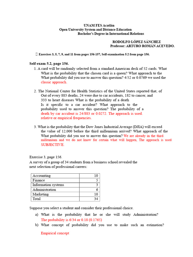 Exercises Unit 2, STATISTICS | PDF | Probability | Playing Cards