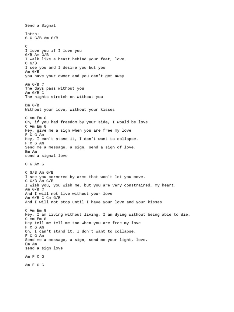 Send a Signal: Love Song Lyrics | PDF