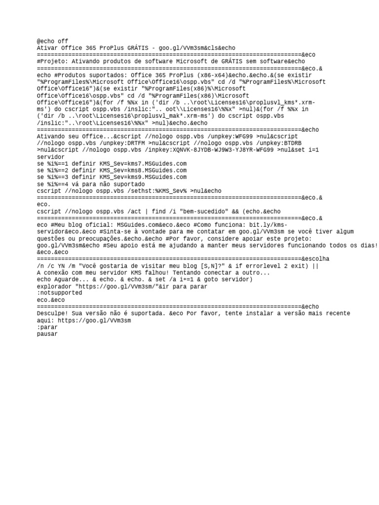 Ativar o Office 365.txt | PDF | Microsoft Office | Engenharia de Software