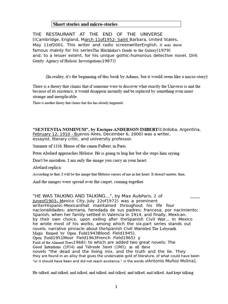 Short Stories Micro-Stories | PDF
