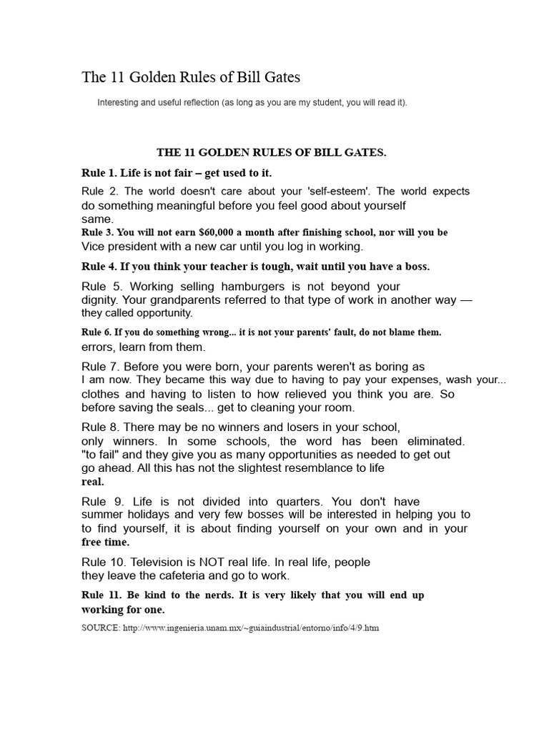 The 11 Golden Rules of Bill Gates | PDF
