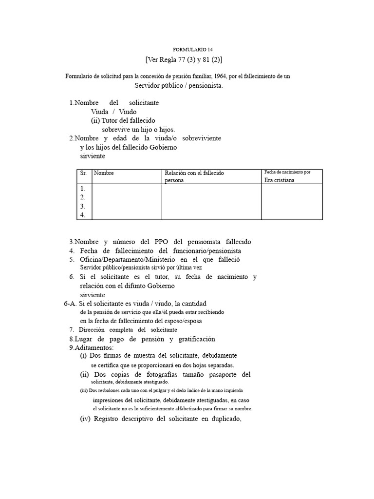 Formulario 14 | PDF