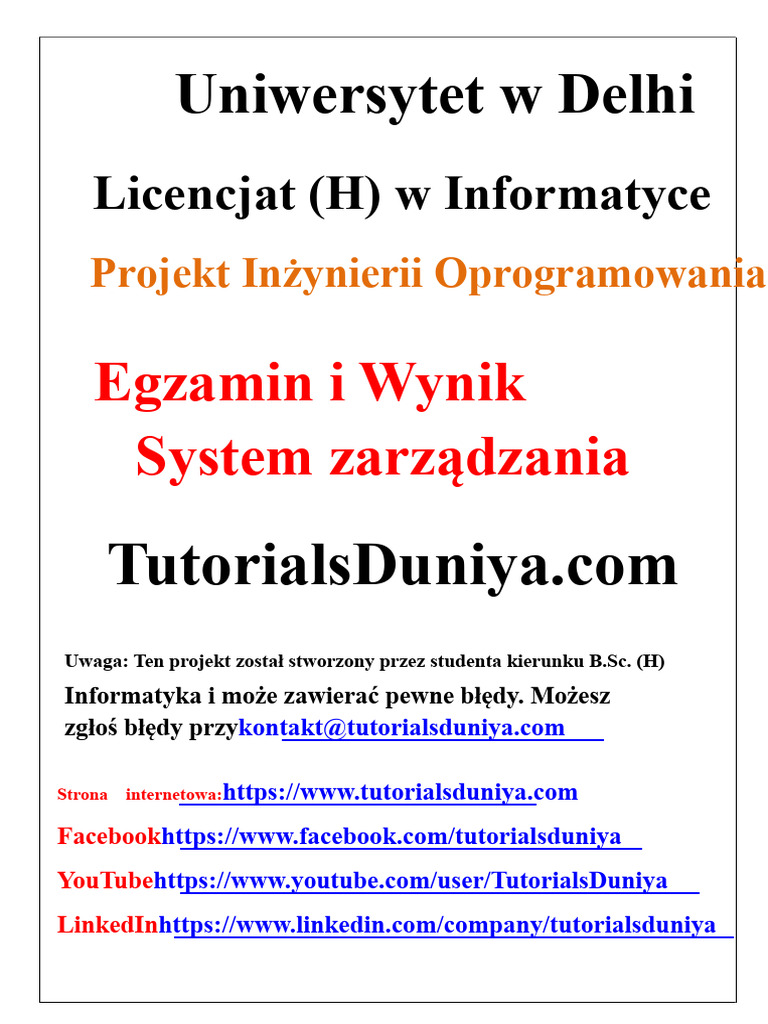 System Zarządzania Egzaminami I Wynikami - TutorialsDuniya PDF | PDF