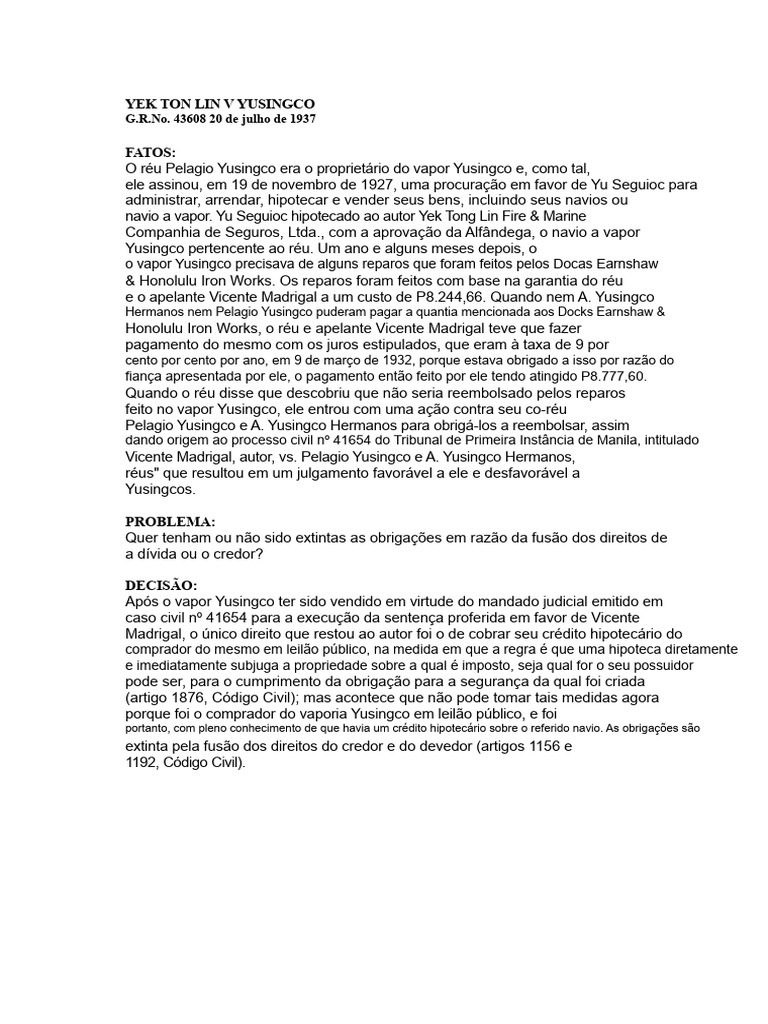 Yek Ton Lin V Yusingco | PDF | Justiça | Crime e Violência