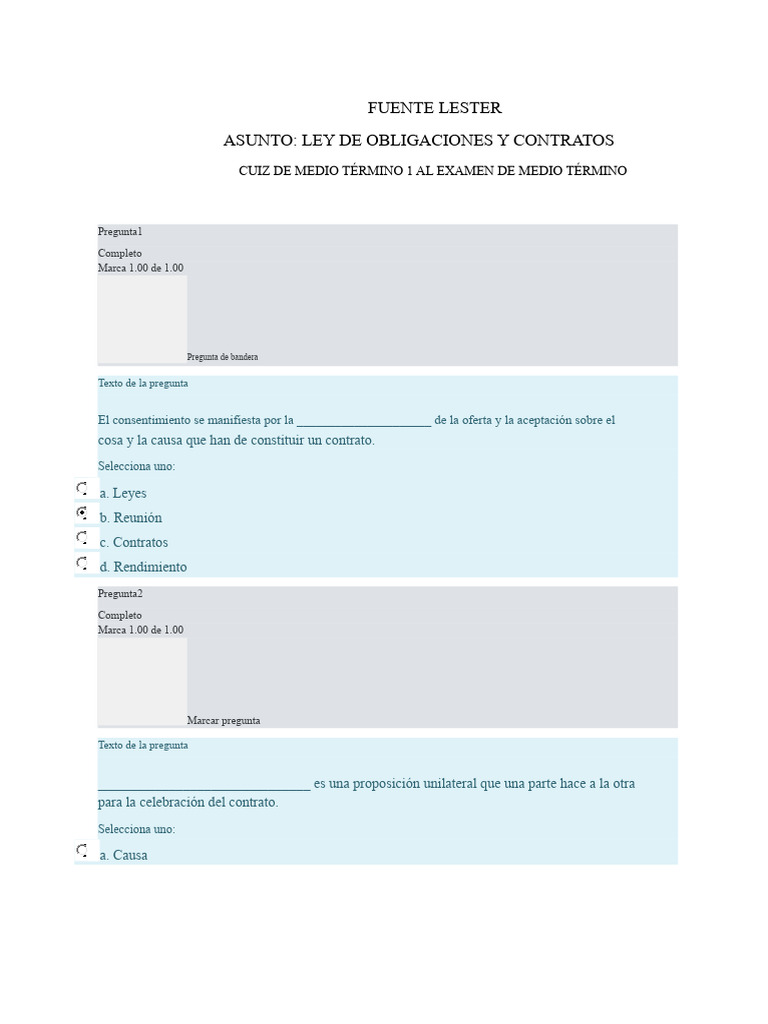 Ley Oblig Mq1-Examen Parcial | PDF | Moralidad