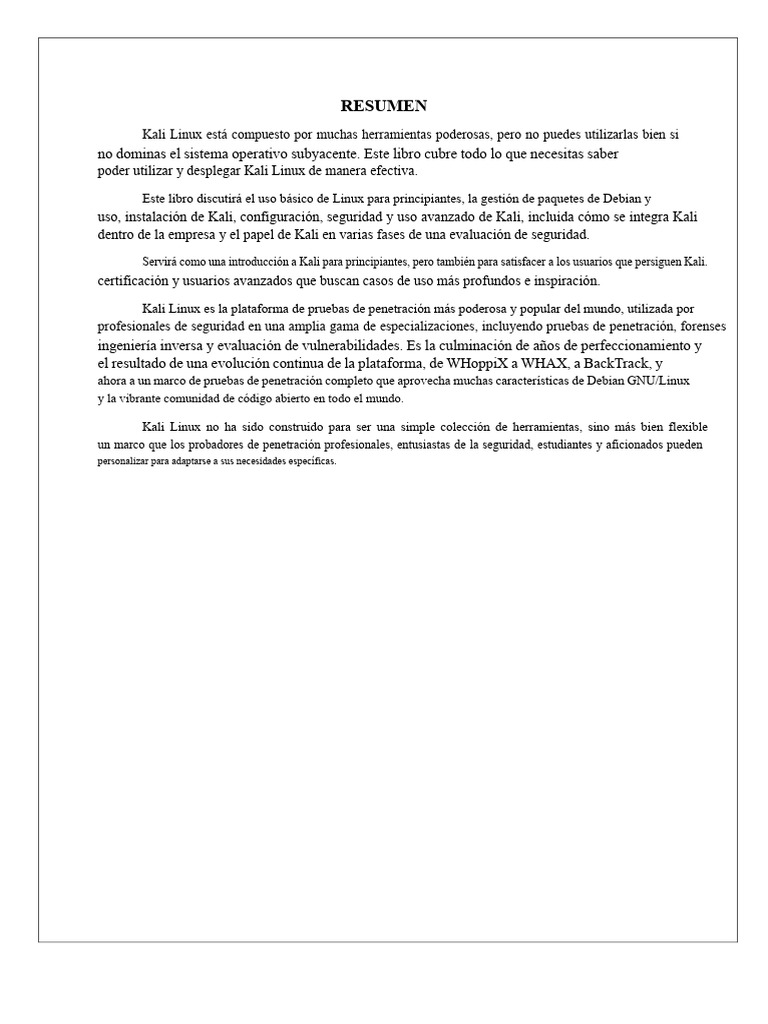 Documentación de Kali Linux | PDF | Distribución de Linux | Informática