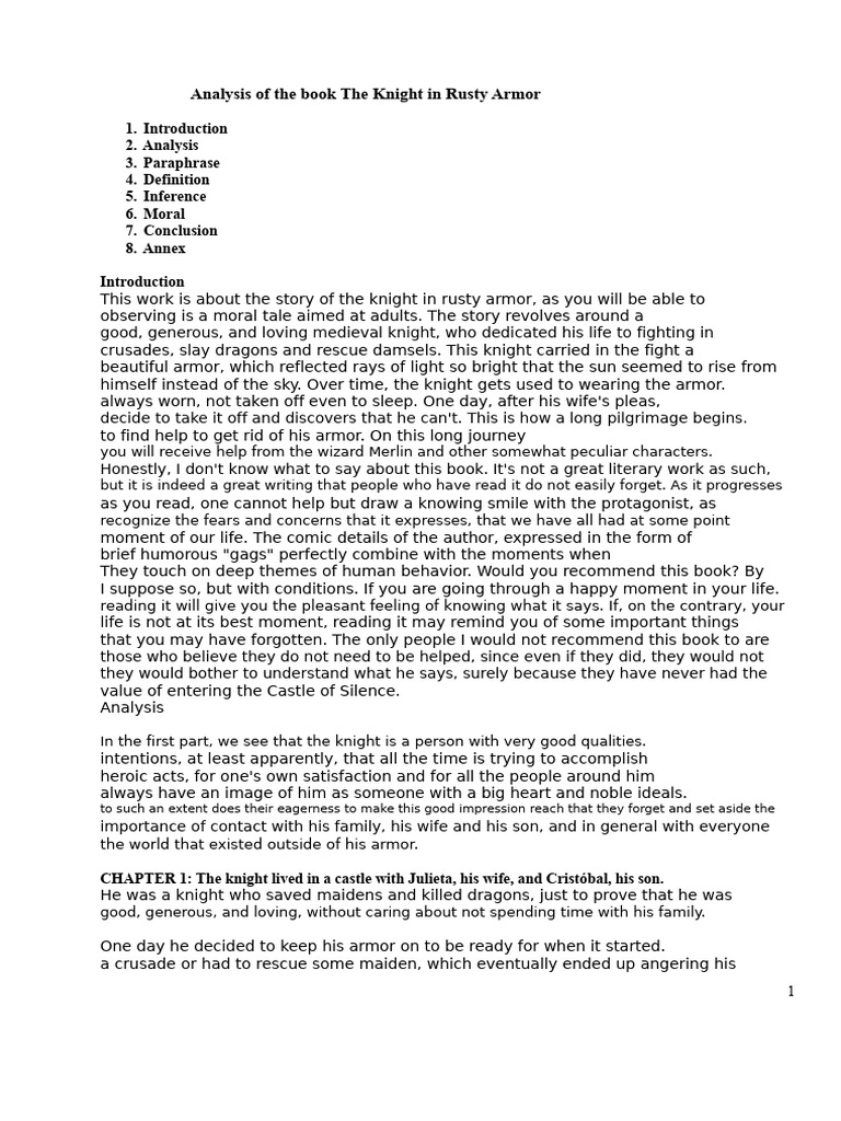 Analysis of The Book The Knight in Rusty Armor | PDF | Magician (Fantasy)