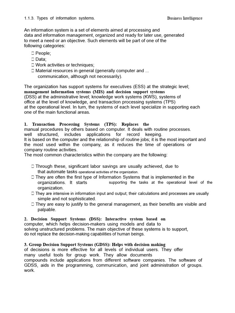Overview of Information System Types | PDF | Decision Support System ...