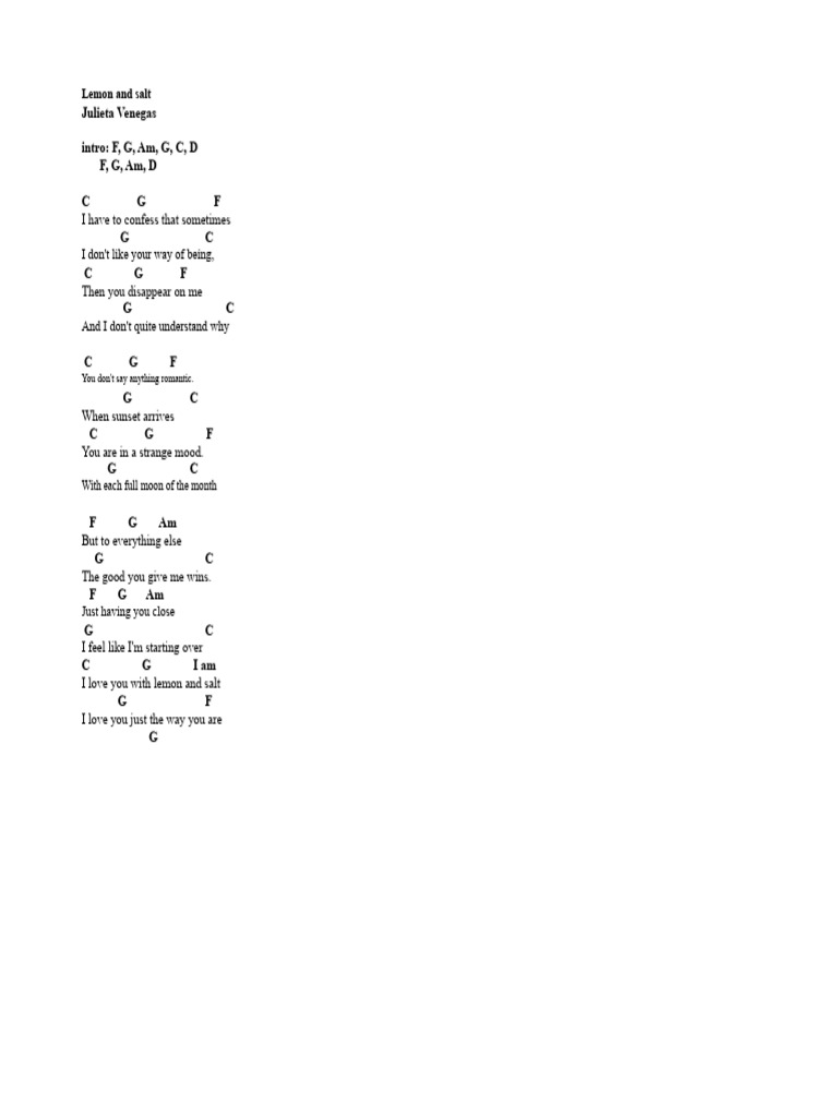Lemon and Salt Corrected Guitar Chords | PDF