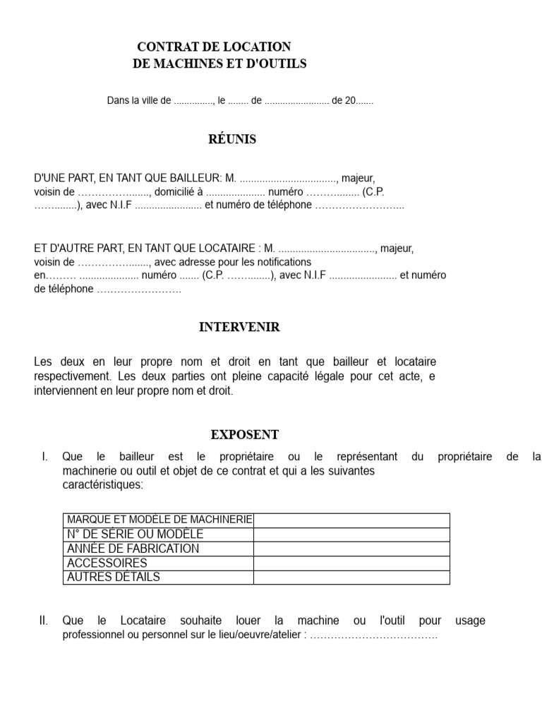Contrat de Location de Matériel Professionnel | PDF | Location | Facture
