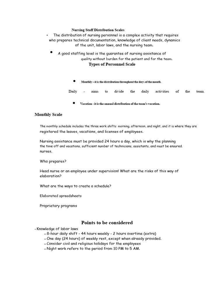 Nursing Staff Scheduling Guidelines | PDF | Nursing | Labor