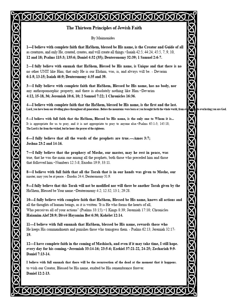 Thirteen Principles of Jewish Faith | PDF | Names Of God In Judaism ...