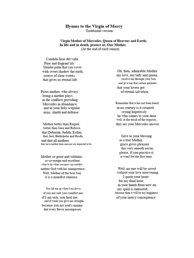 Hymns of Mercy to the Virgin Mother | PDF | Religious Belief And Doctrine