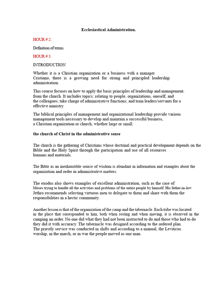 Principles of Ecclesiastical Administration | PDF | Christian Church ...